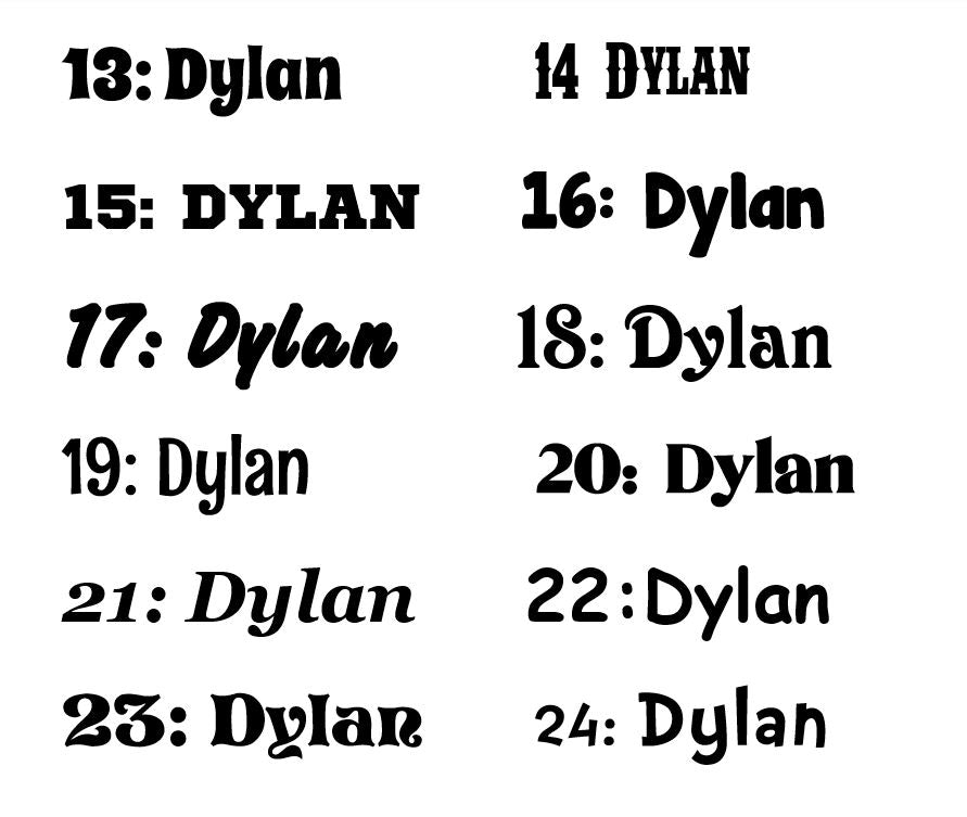 Personalised Names - 10cm high for the uppercase letter - Dylan design ...