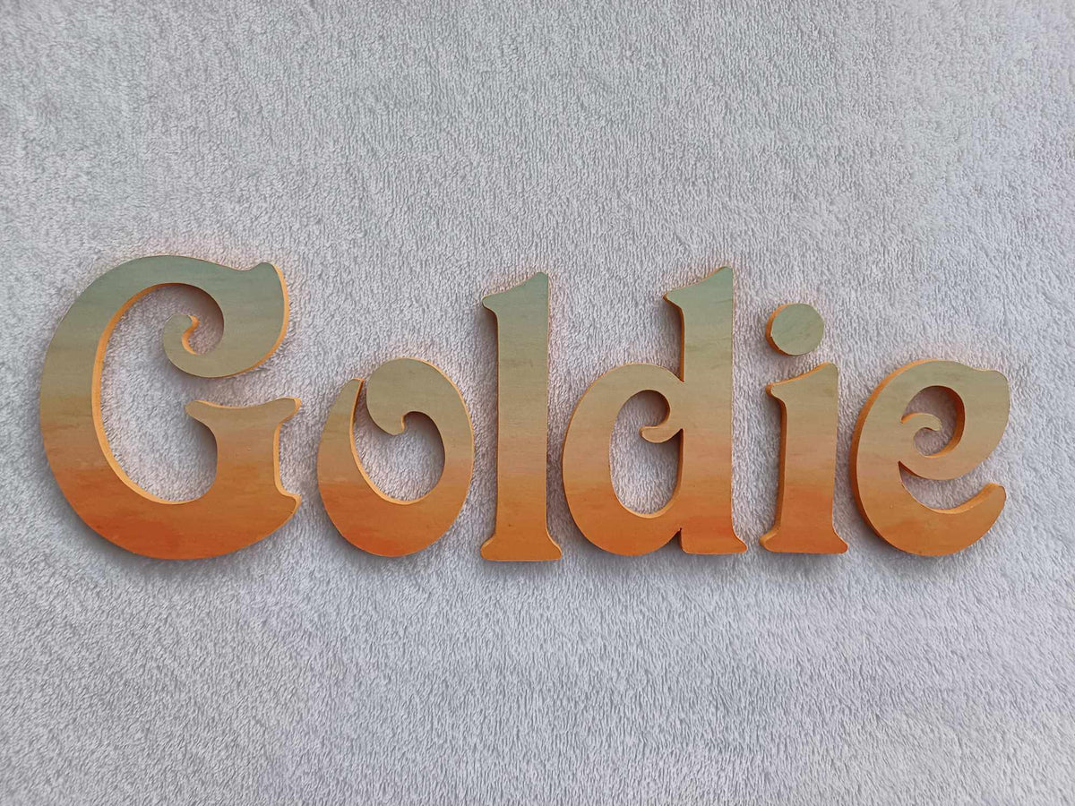 Goldie - small letters suitable for a door. – Maisie & Me. NZ