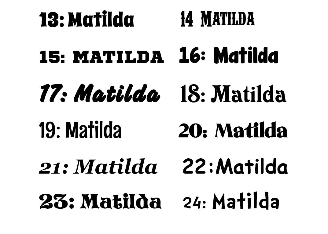 Personalised Names - 10cm high for the uppercase letter - Matilda desi ...